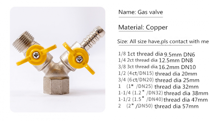 Brass Butterfly Handle Gas Double Fork Ball Valve Valves Type